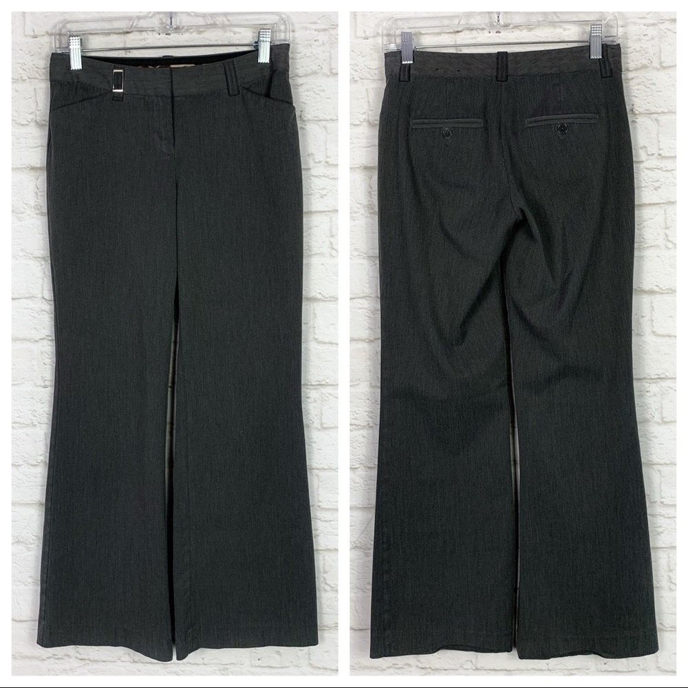 Express Editor Gray Wide Leg Flare Career Pants - Gem